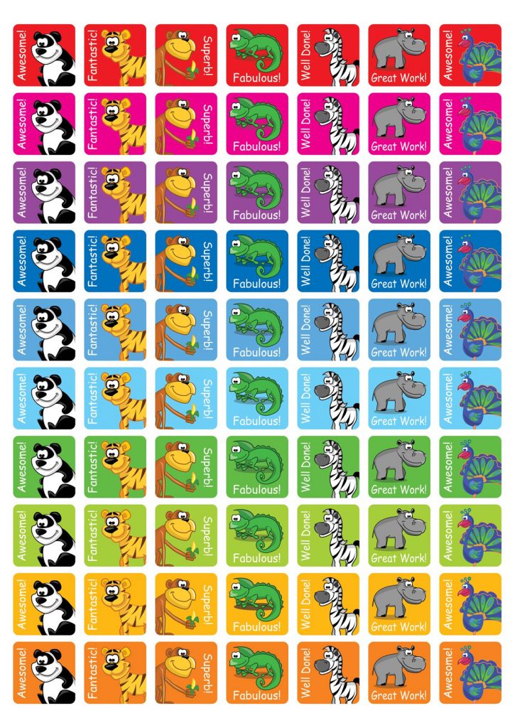 Square Stickers Zoo Theme | Teacher Stickers