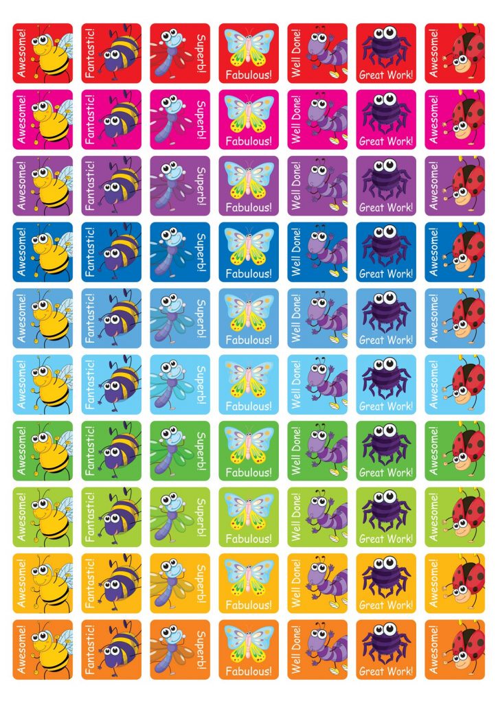 Square Stickers Insects Theme | Teacher Stickers