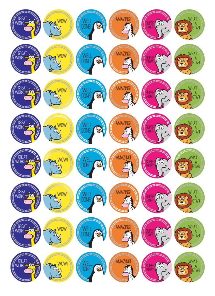 30mm Foil reward stickers - Zoo theme | Teacher Stickers