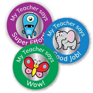 25mm round Personalised foil stickers - Assorted theme | Teacher Stickers