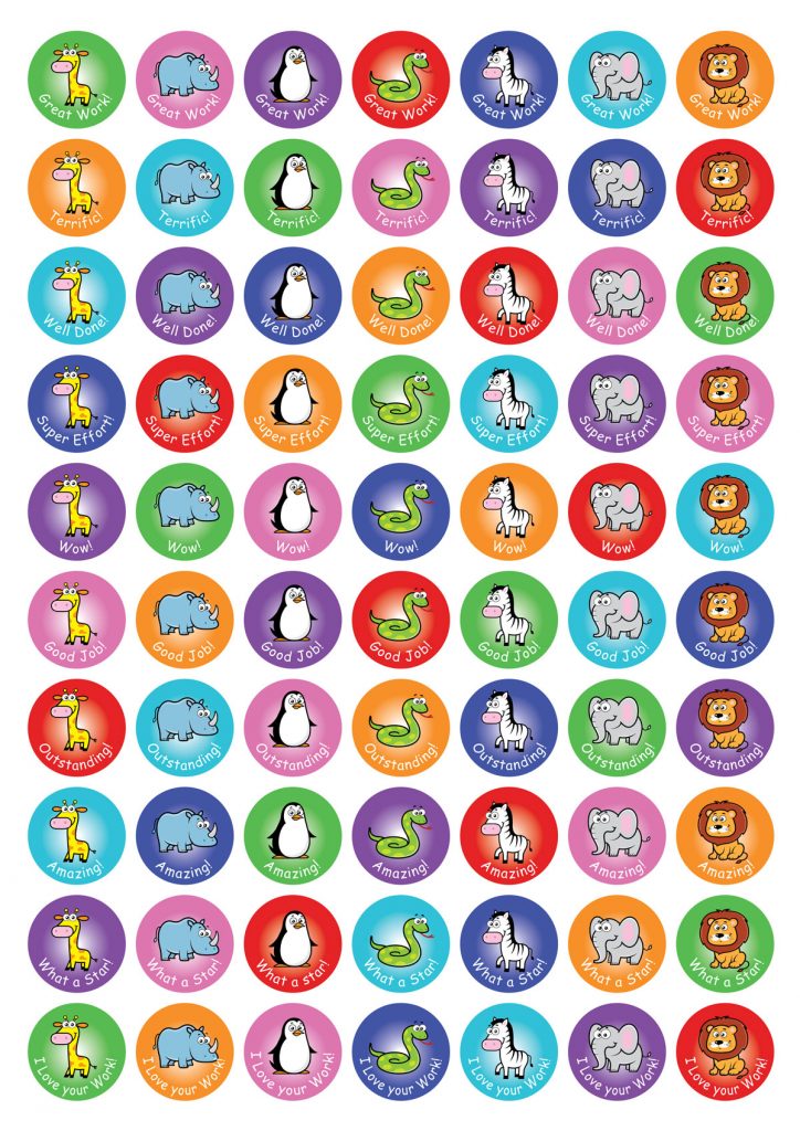 Teacher Merit Stickers - 25mm Cute Zoo theme | Teacher Stickers