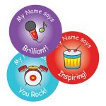Teacher Merit Stickers - 25mm Music theme, Personalised Name | Teacher ...