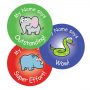 Teacher Merit Stickers - 25mm Cute Zoo theme, Personalised Name ...