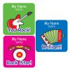 Teacher Merit Stickers - 25mm Square Music theme, Personalised Name ...