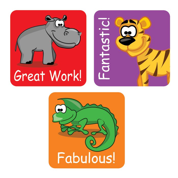 Square Stickers Zoo Theme | Teacher Stickers