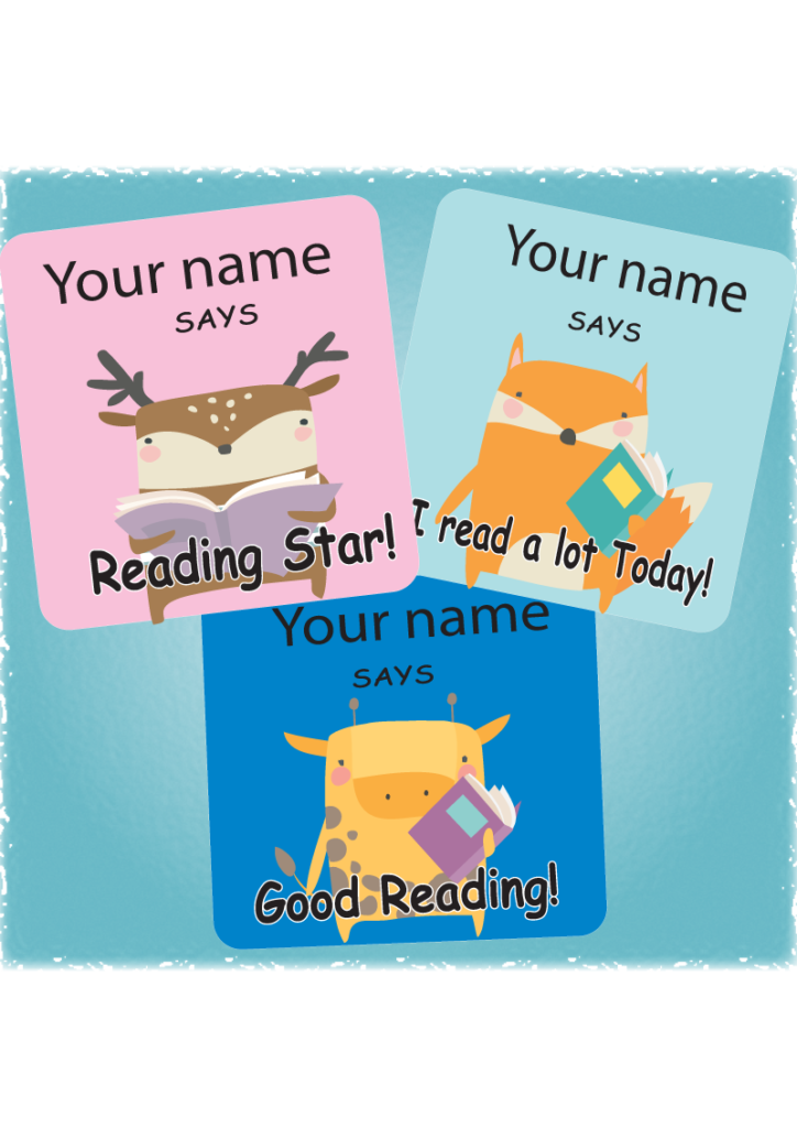 25mm Square Personalised Teacher Merit Stickers - Reading animals ...