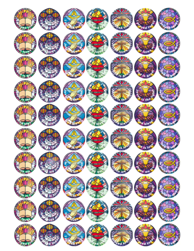 Teacher Merit Stickers - 25mm round Stained glass Theme | Teacher Stickers