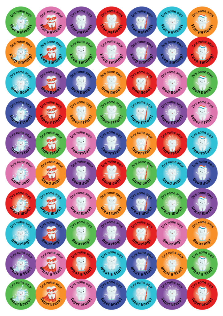 Personalised Dentist Stickers - 25mm Brave tooth theme | Teacher Stickers